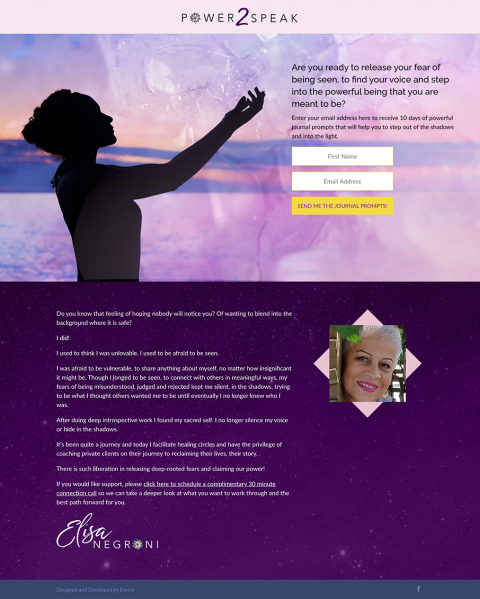 Life Coach Landing Page Design - Envivo